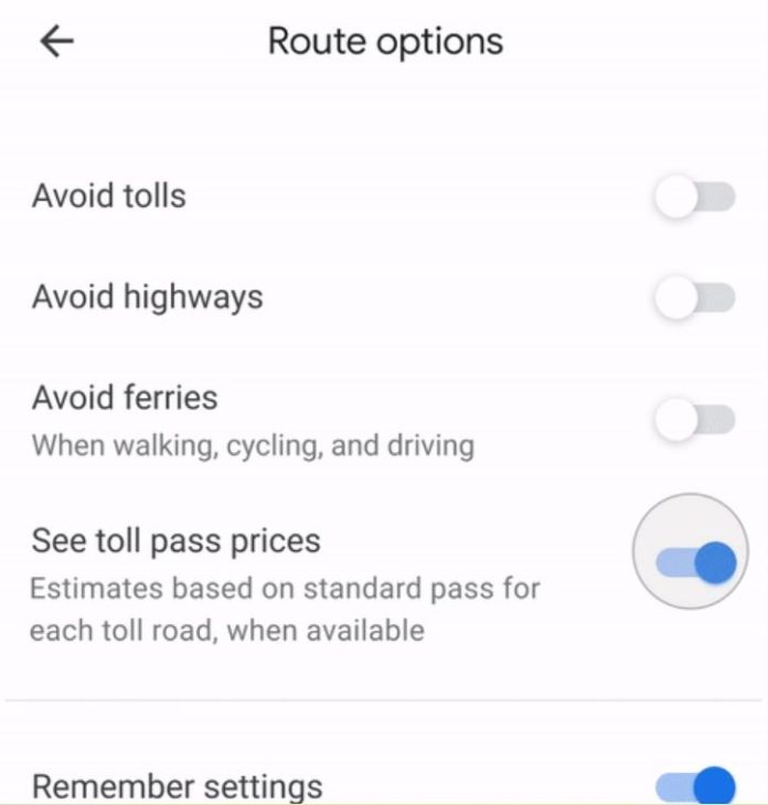 Google Maps will show toll charges, toll-free alternative routes