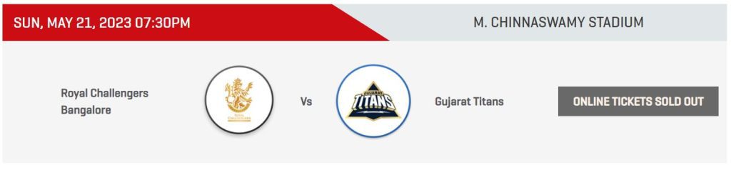 IPL 2023 playoffs race: RCB vs GT match tickets information | IPL 2023 ...