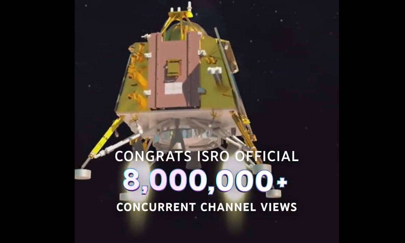 YouTube chief congratulates ISRO for Chandrayaan-3 live stream record