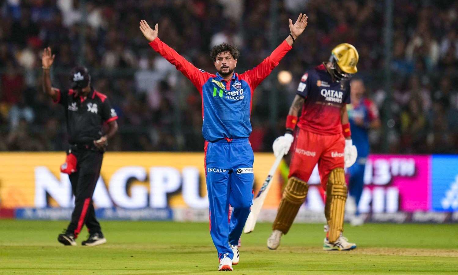 DC restrict RCB to 163/7; Kuldeep, Vipraj shine