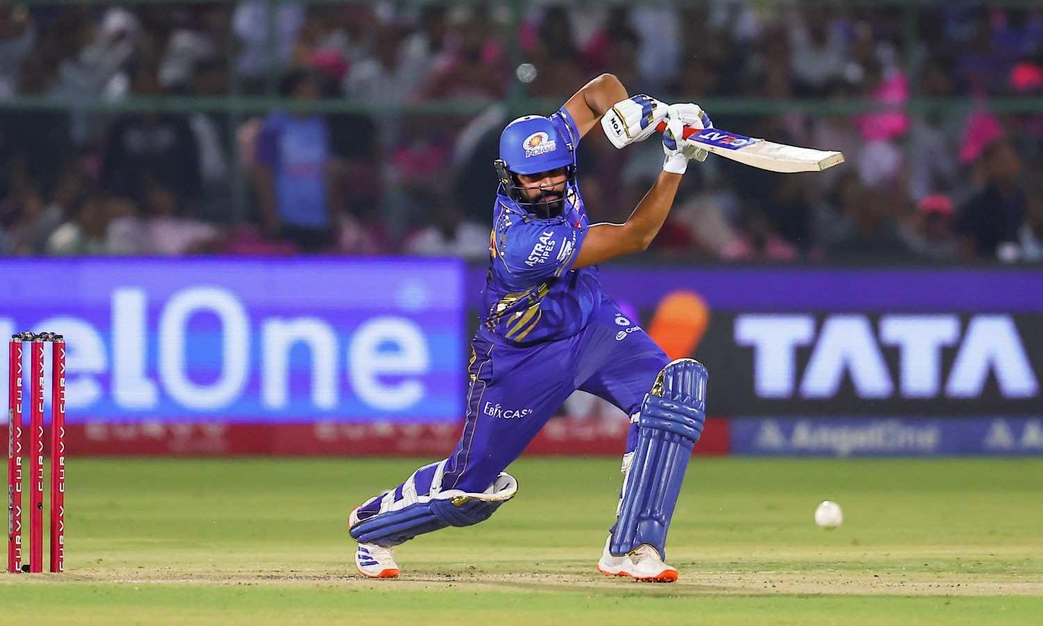 Rickelton, Rohit hit fifties as MI post 217/2 against RR