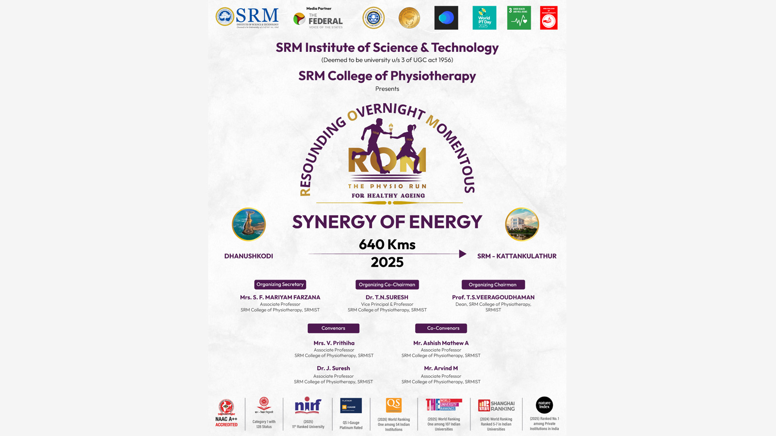 SRM College of Physiotherapy to launch ROM 2025 - The Physio Run on Oct 7